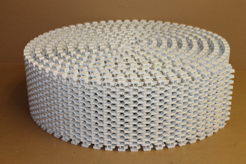Conveyor belt, 6" x 337", Tabbed, Radius flush grid 2.2, Intralox Series 2400