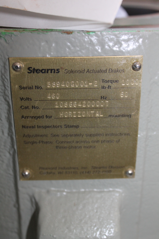 Stearns Electric brake, Solenoid actuated 1000 lbft 460V,For 2 7/8" shaft