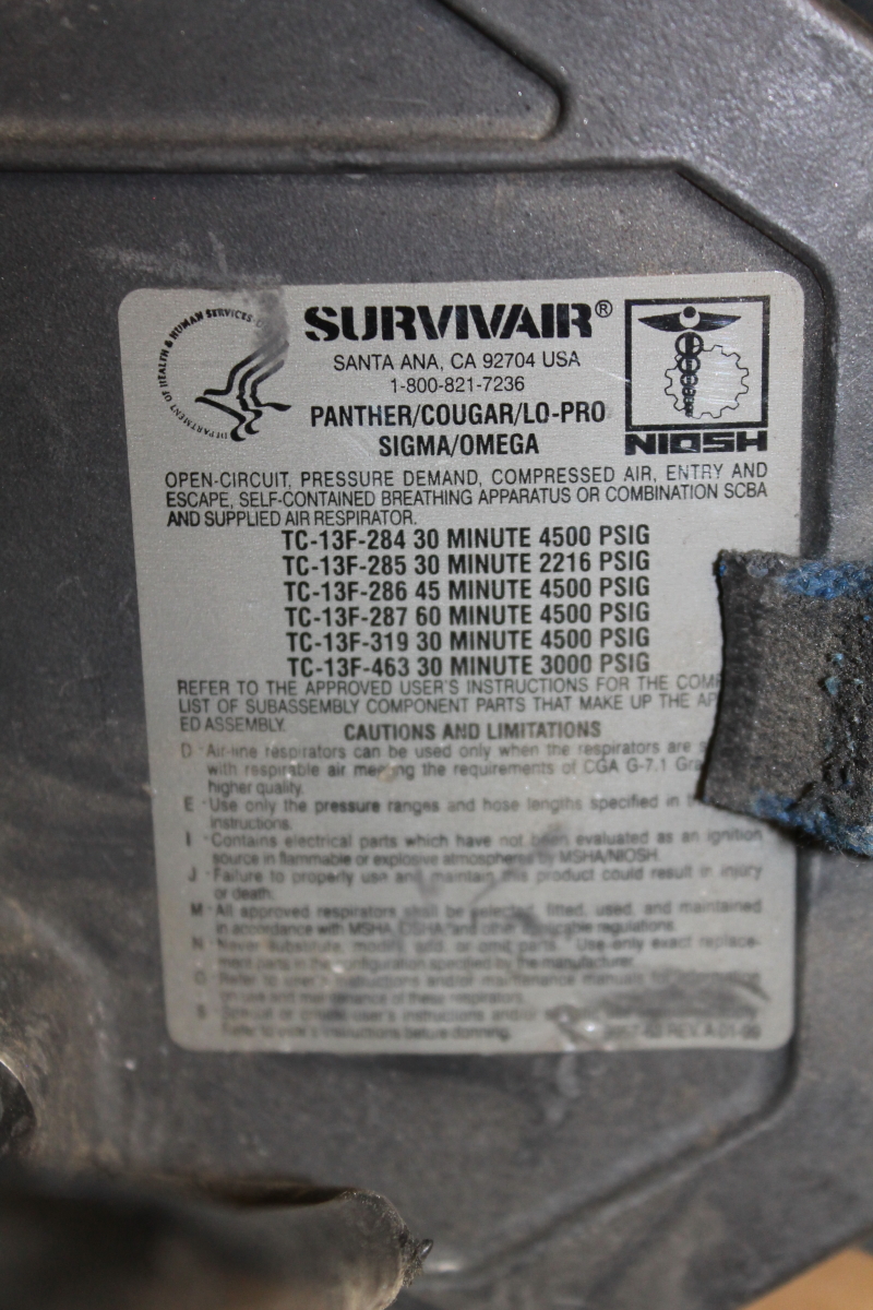 Industrial CBRN SCBA Harness, Backpack 1997 style Survivair Panther