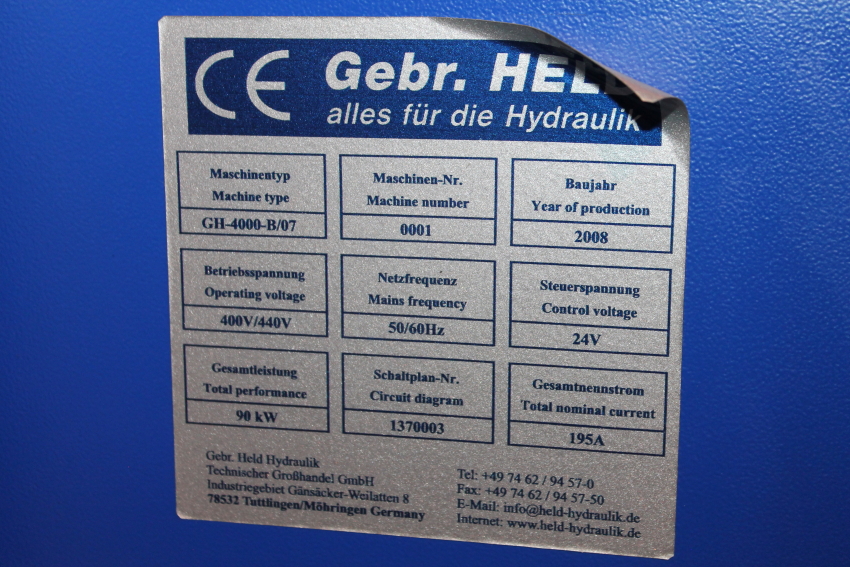 Hydraulic Hose Impulse test stand, Held ISO 6802, 6803, 8032