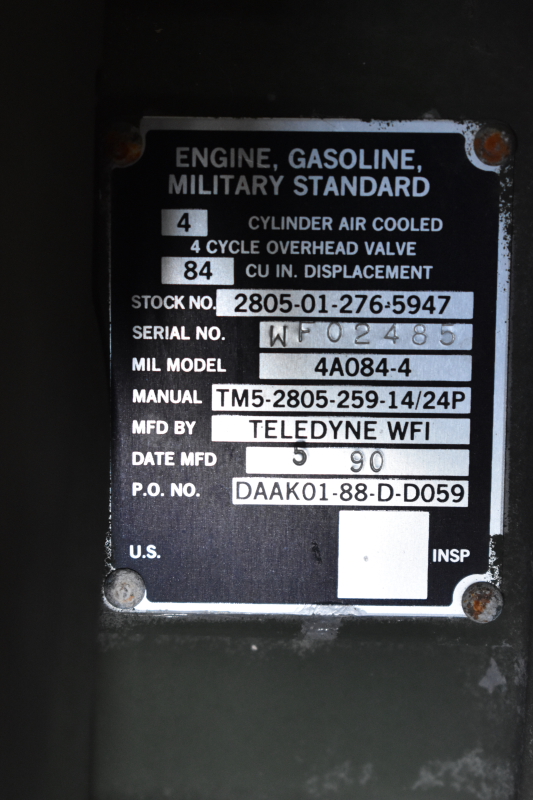 Engine, Gasoline, 20 hp Air cooled 84ci, 24V, 4A084-4, Military ...