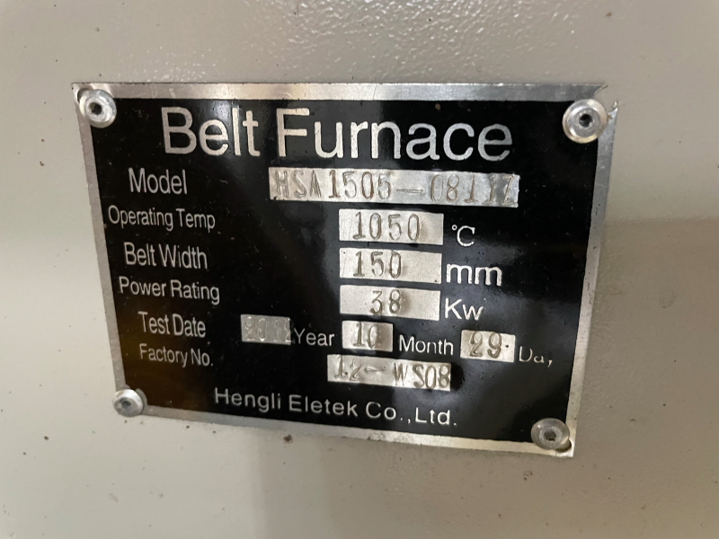 HENGLI Eletek HSA 1505-0811Z conveyor belt furnace 1050 deg C