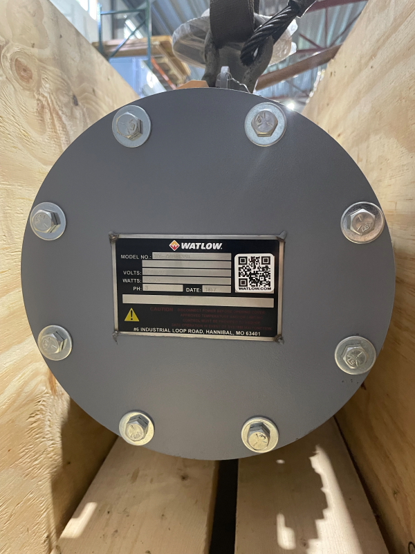 Watlow immersion flange heater 6" ANSI ASME fuel oil carbon elements 43 kW